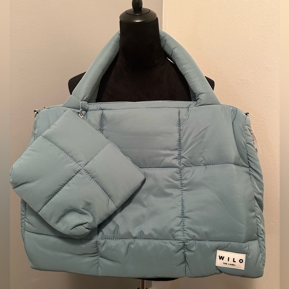 Bags | Nwt Wilo The Label Puffer Duffle Bag Wsmall Pouch Mid Green ...